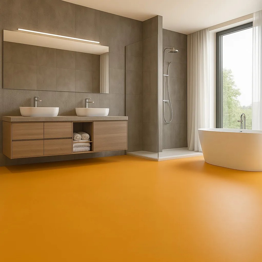 Lentex, PVC podlaha - lino Flexar PUR 603-08 oranžová, na míru, šíře 2m,4m, oranžová, bez podkladu, kancelář