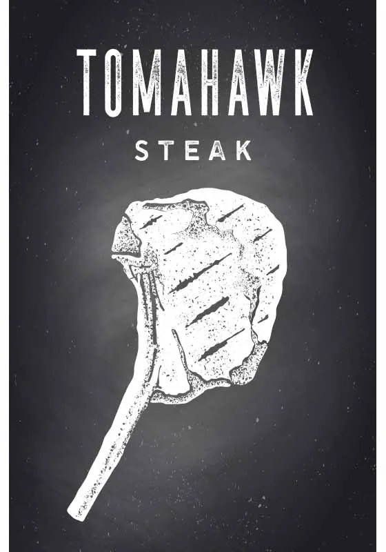 Cedule Steak - Tomahawk 40 x 30cm