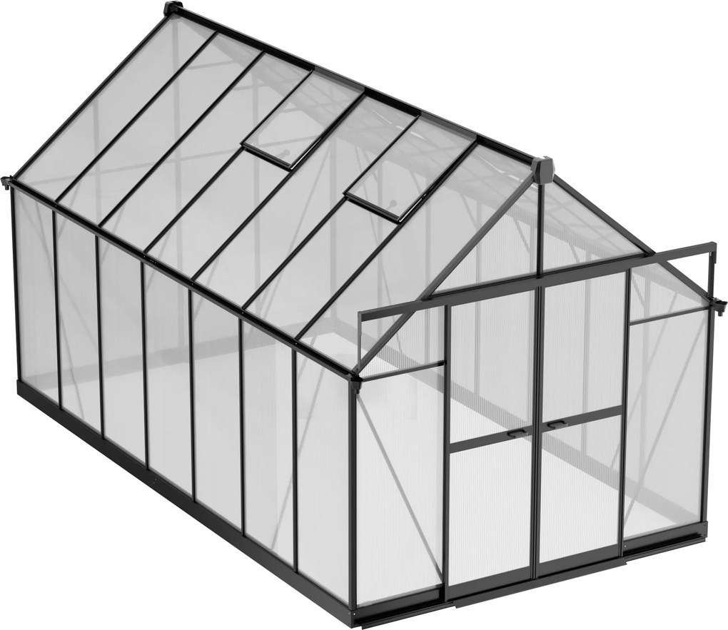Skleník 240 x 244 x 429 cm, zesílená konstrukce, polykarbonát 6 mm