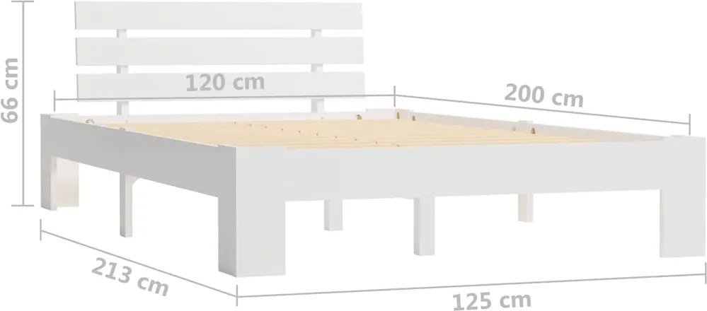 Rám postele bílý masivní borovice 120 x 200 cm 283156