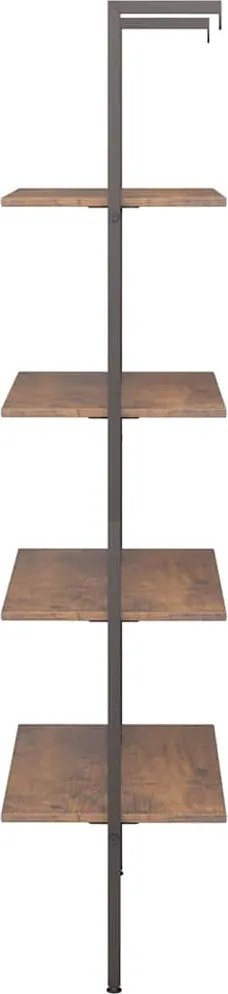 4patrová opěrná police tmavě hnědá a černá 64 x 35 x 152,5 cm 336383