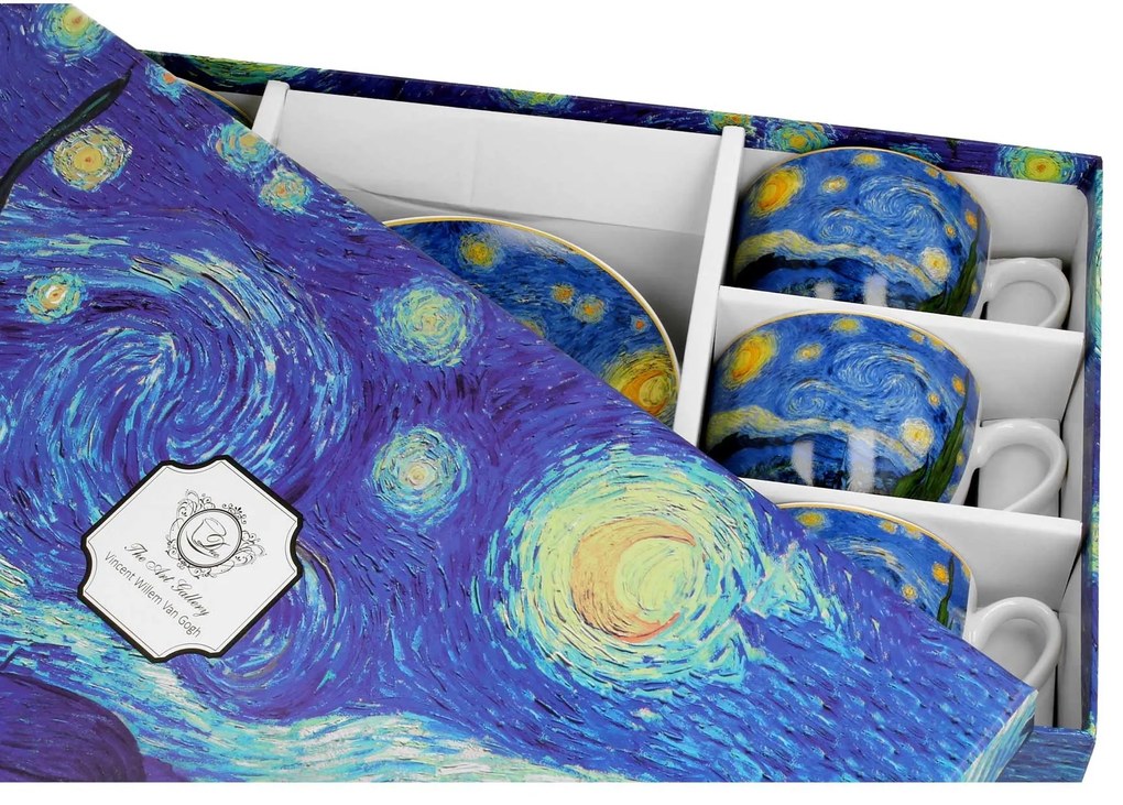 Porcelánový šálek s podšálkem Van Gogh Starry Night 250 ml sada 6ks