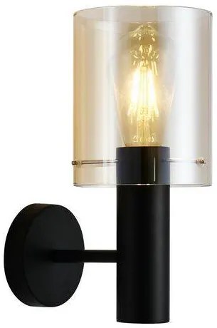 Nástěnné svítidlo SARDO, černé, jantarové sklo Italux Sardo WL-5581-1A-BK+AMB