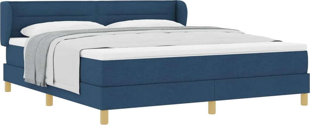 Postel s boxspringem s matrací s čelo Modrá 180 x 200 cm textil 3340170