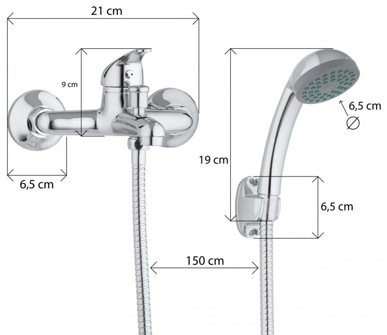 Erga Timo, vanová baterie s ruční sprchovou soupravou, chromová, ERG-YKA-BW.TIMO-CHR