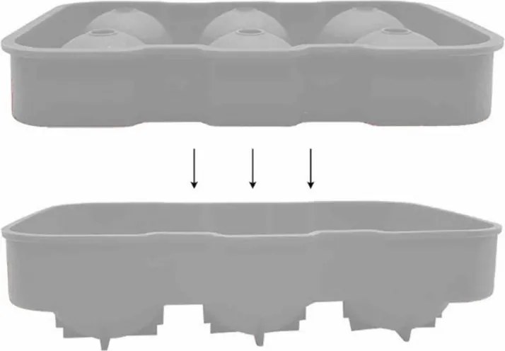 Flamenco Mystique Silikonové misky na led pro 6 velkých kostek ledu šedé barvy FNL01
