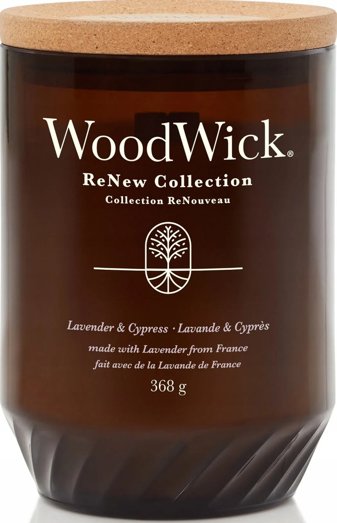 WoodWick vonná svíčka s dřevěným knotem Renew Lavender & Cypress 368 g