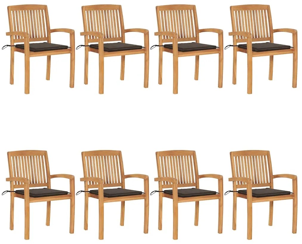 Stohovatelné zahradní židle s poduškami 8 ks masivní teak 3073248