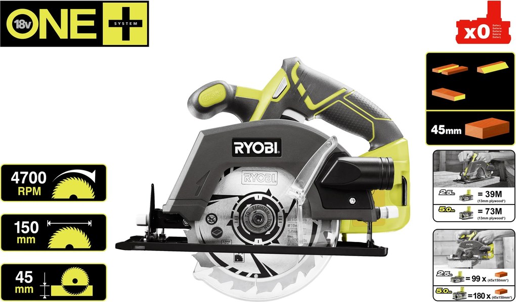 Ryobi R18CSP-0 aku pila okružní 18 V, 150mm - maxi SLEVA !