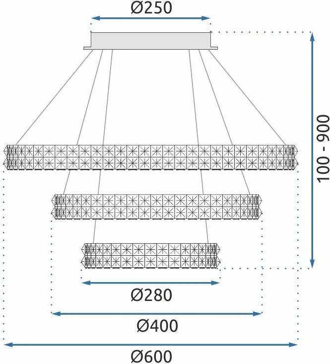 Toolight Toolight, LED stropní svítidlo 60cm, 76W, 4000K, MS008-CP, chromová, OSW-09618