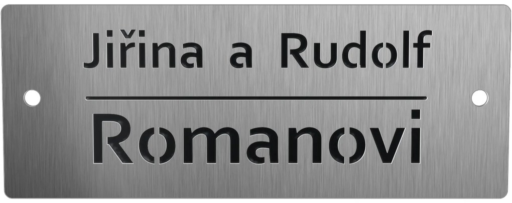 Jmenovka na schránku - Nerezová s černým podkladem Provedení: Otvory pro uchycení, Velikost (šířka): 15 cm