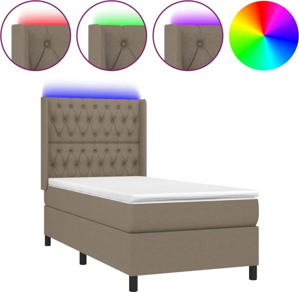 vidaXL Box spring postel s matrací a LED 90x200 cm textil [3138529] Barva: Modrá