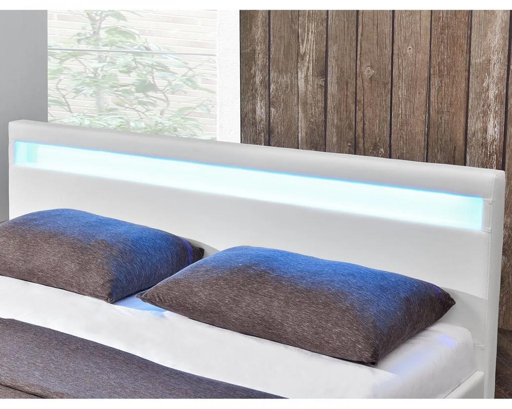 Goleto Čalouněná postel Paris 160 x 200 cm s LED osvětlením | bílá