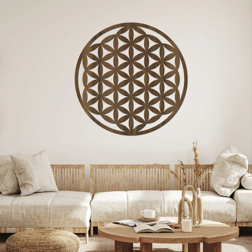 dřevo života Dřevěná dekorace na stěnu KVĚT ŽIVOTA ZEMĚ Barevný vzor: Bílá, Rozměry Ø: 30
