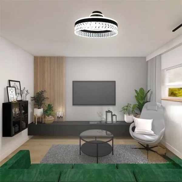 LED Stmívatelný přisazený lustr LED/75W/230V 3000-6500K černá + dálkové ovládání