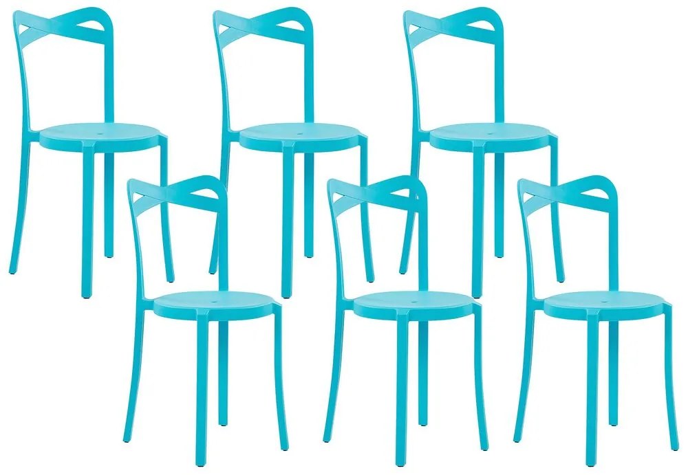 Sada 6 jídelních židlí plastových modrých CAMOGLI Beliani