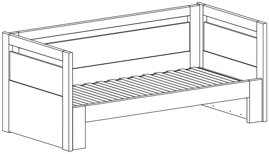 BMB Postel Tandem PLUS s vysokými čely - masivní buk Moření: Bordó, Provedení: oblé, Rozměr: 90/170 x 200 cm