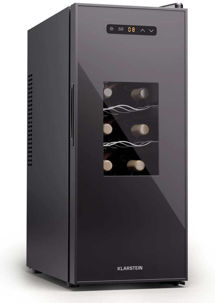 Klarstein Silent Vino 12 Uno Slim, vinotéka, 31 l/12 lahví, 8-18 °C, dotykový displej