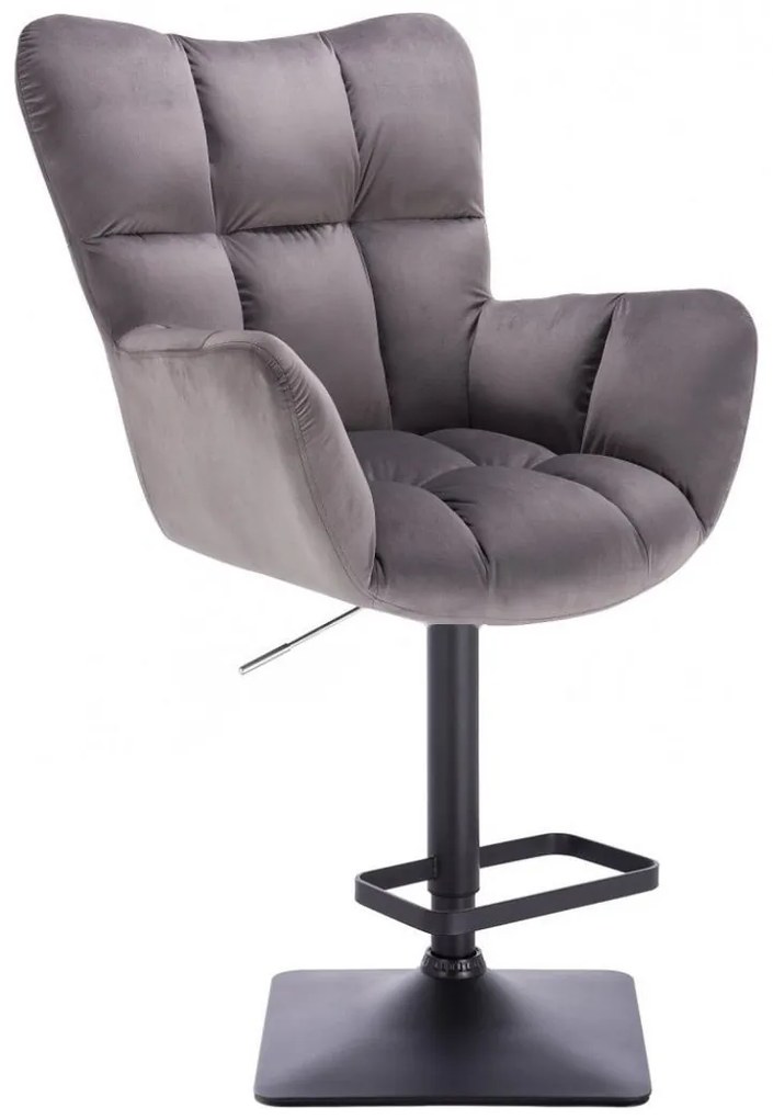 LuxuryForm DESIGN Barové křeslo AURORA VELUR na černé hranaté podstavě - tmavě šedé