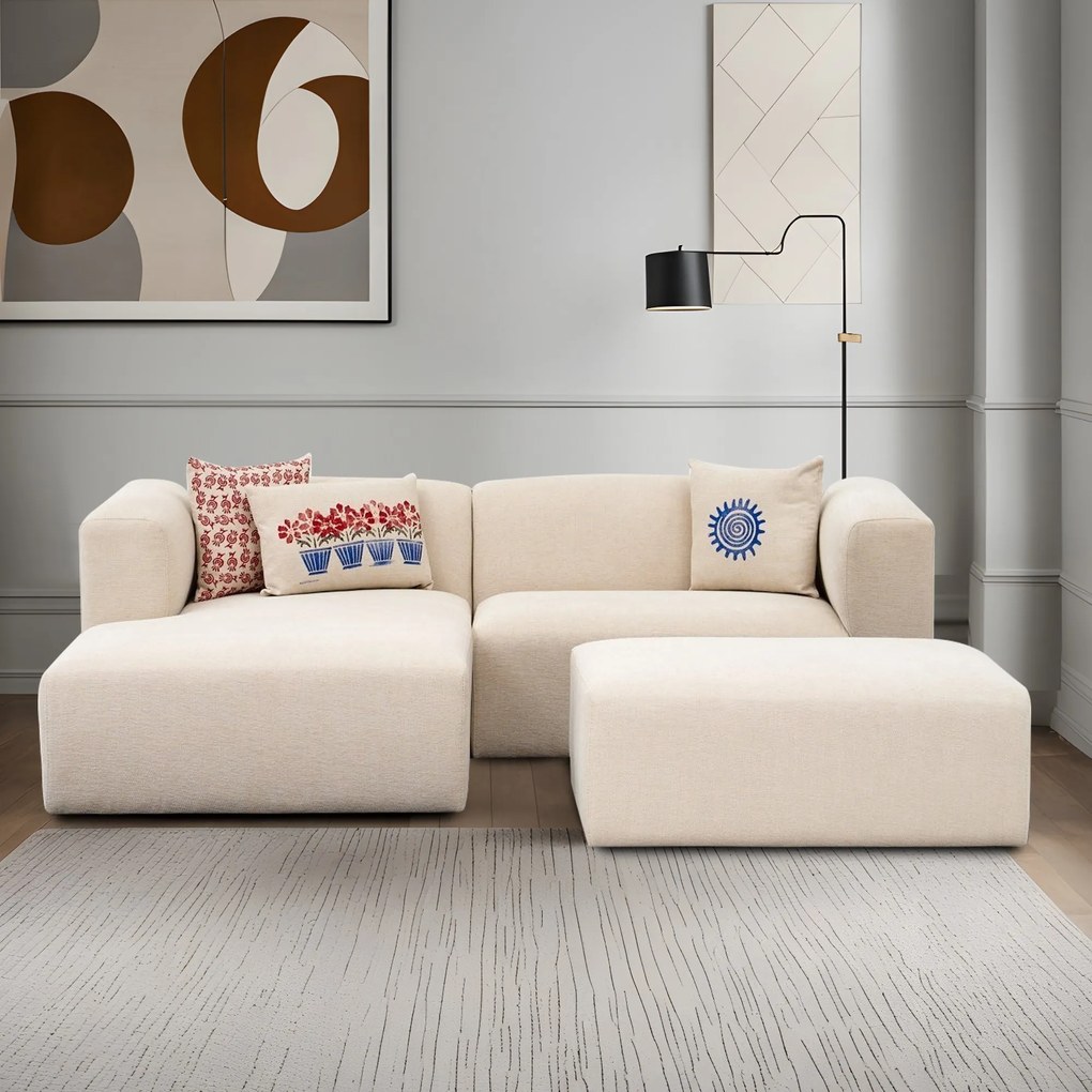 Hanah Home Rohová pohovka LINDEN MINI levá krémová