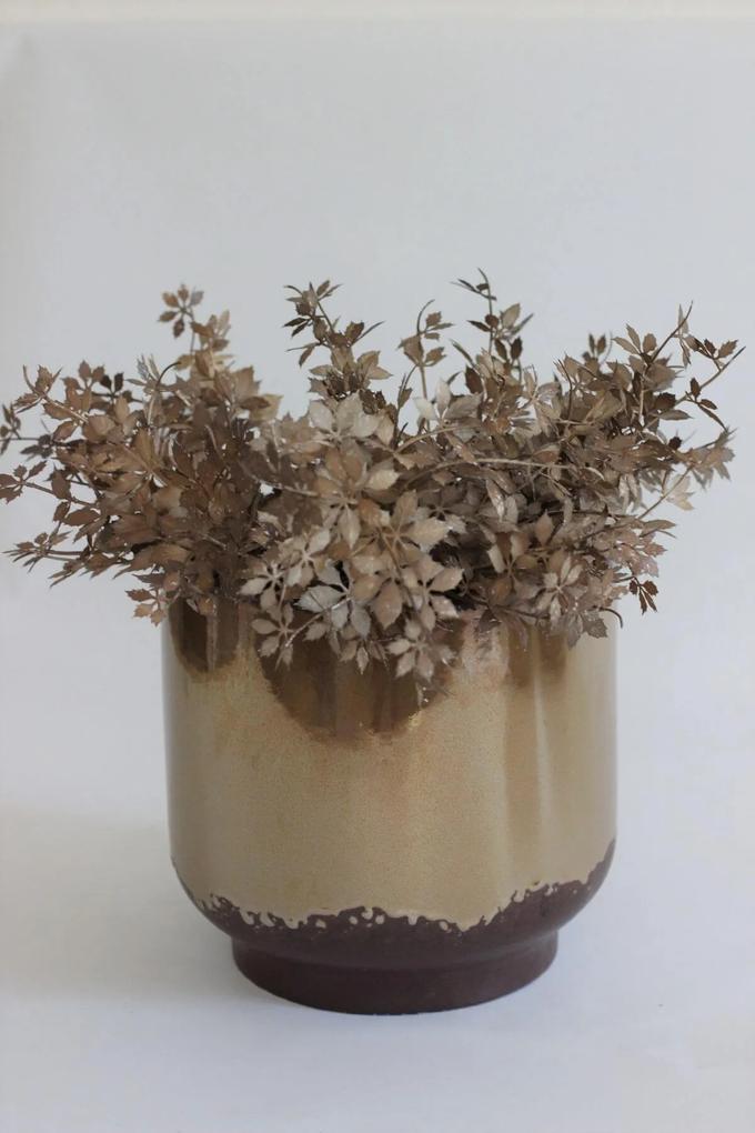 Hnědý perleťový keramický květináč 24cm