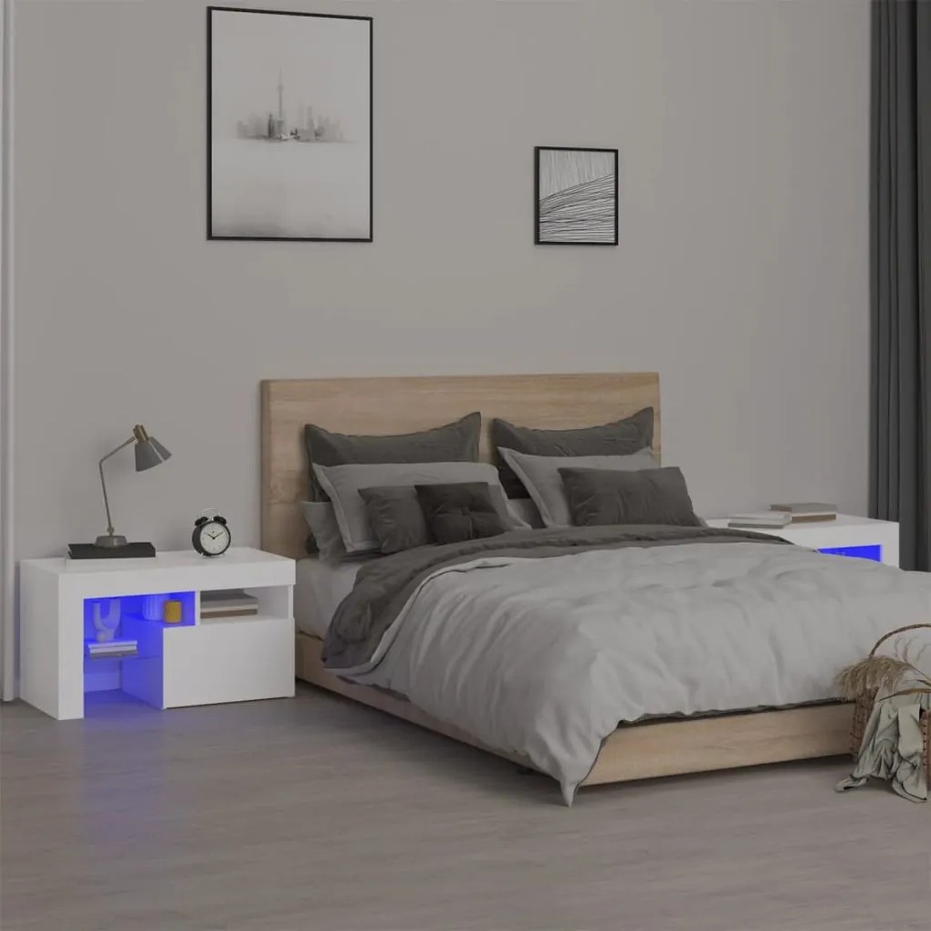 Noční stolky 2 ks s LED osvětlením bílé 70 x 36,5 x 40 cm 3152770