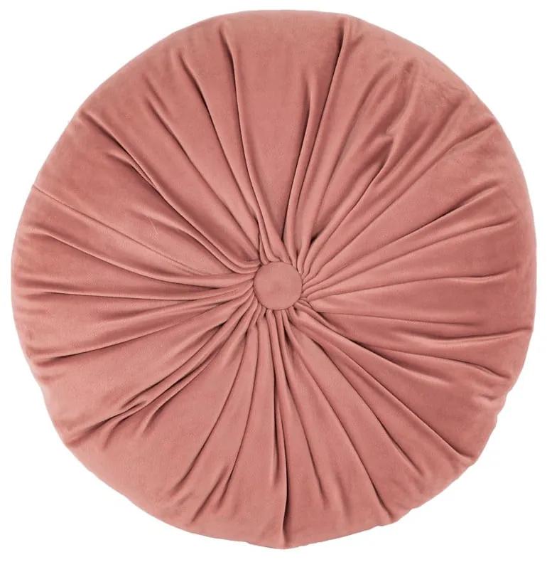 Růžový sametový dekorativní polštář Tiseco Home Studio Velvet, ø 38 cm