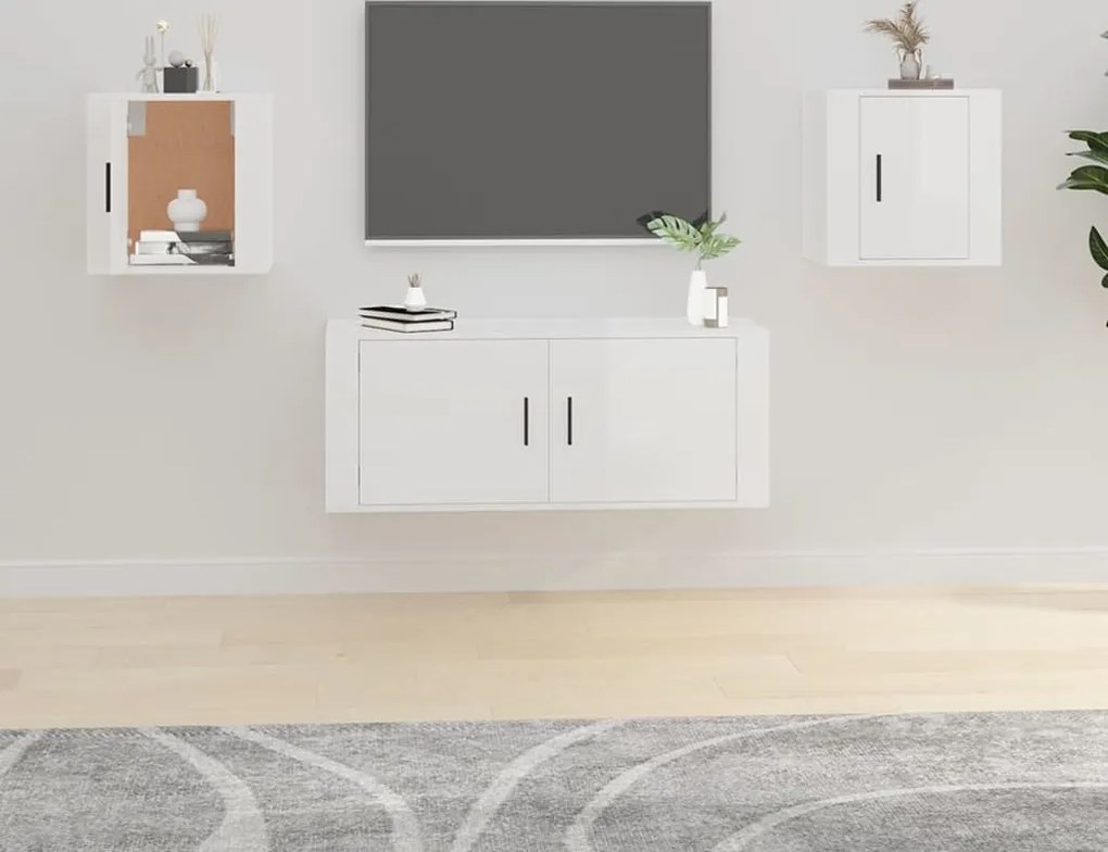 vidaXL Nástěnné TV skříňky 2 ks 40 x 34,5 x 40 cm [816643] Barva: bílá s vysokým leskem