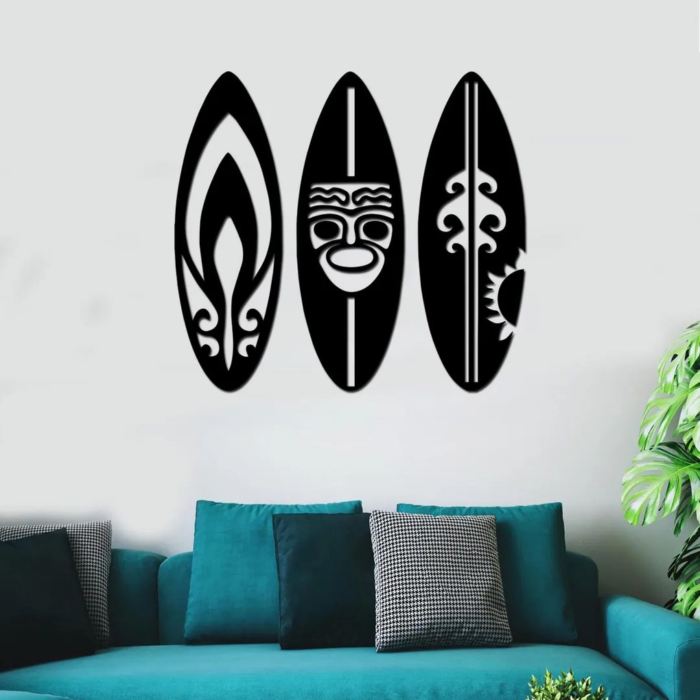 dřevo života Dřevěná dekorace  na zeď SURF Zvolte barvu dekoru: Černá, Rozměry (cm): 120x120