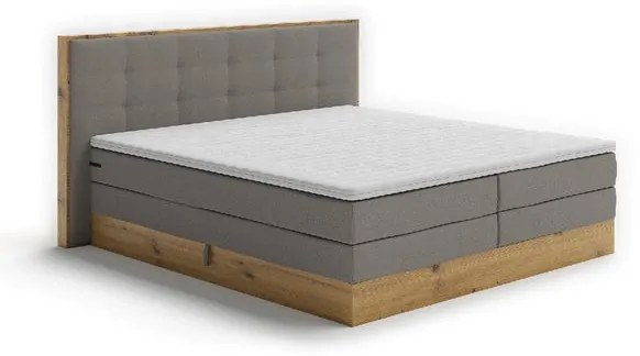 Postel Boxspring Frederic 180x200, šedá,dub vč.matrace,topperu,ÚP