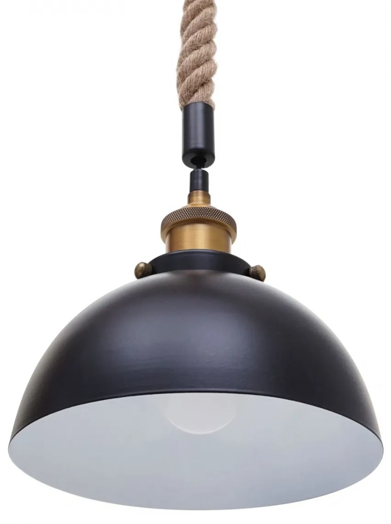 Závěsné svítidlo H82 industrial, kupole 3 74201 - kov / bambus - Černá