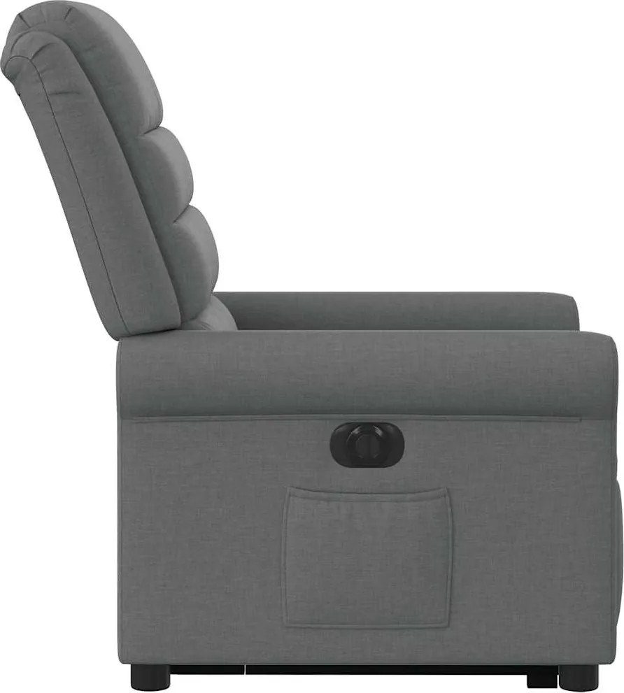 Elektrické zvedací polohovací křeslo tmavě šedé textil 3303335