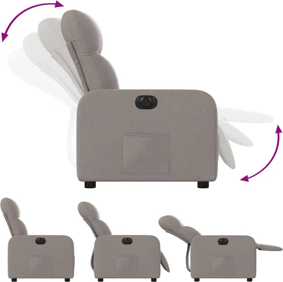Elektrické polohovací křeslo taupe textil 3206784