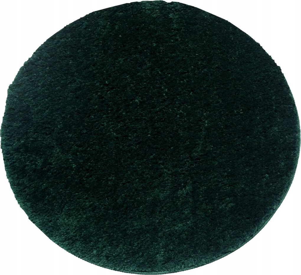 Koberec Shaggy Kulatý Chlupatý Do Obývacího Pokoje Ložnice Plyšový Zelený 120X120