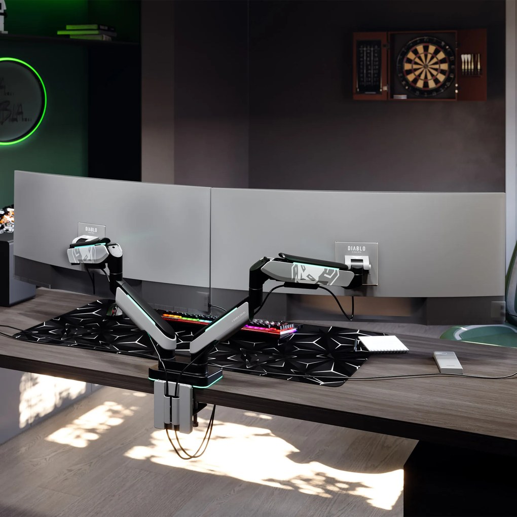 Držák na dva monitory 35" RGB šedo-černý: Diablo X-Arm Dual