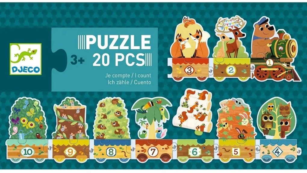Puzzle djeco puzzle vlak se zvířátky - 20 pcs