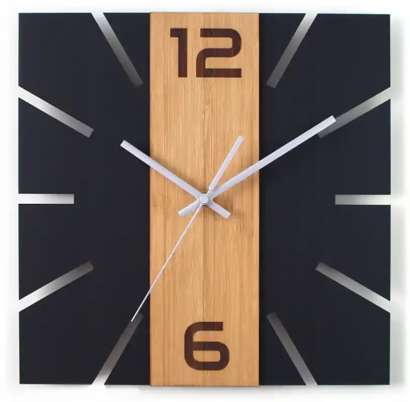 Decotia Nástěnné hranaté hodiny 32cm černé | BIANO