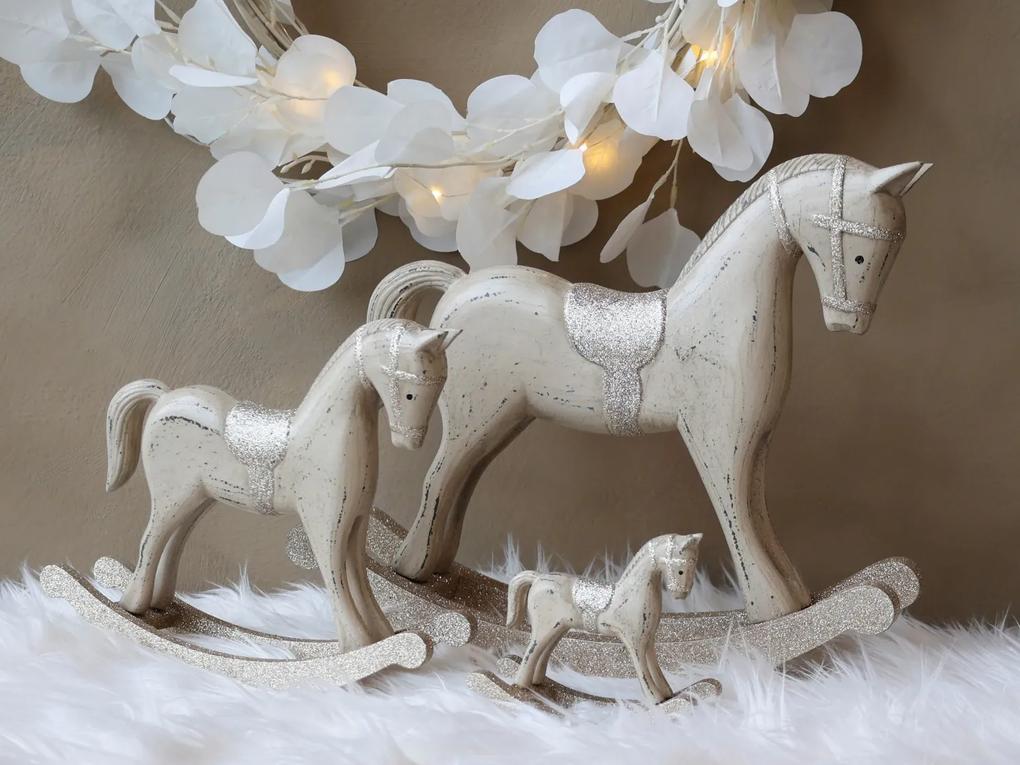 Latté vánoční dekorace houpací koník s glitry - 13*5*12cm