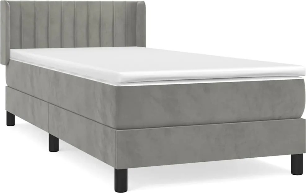 Box spring postel s matrací světle šedá 90x200 cm samet 3131057