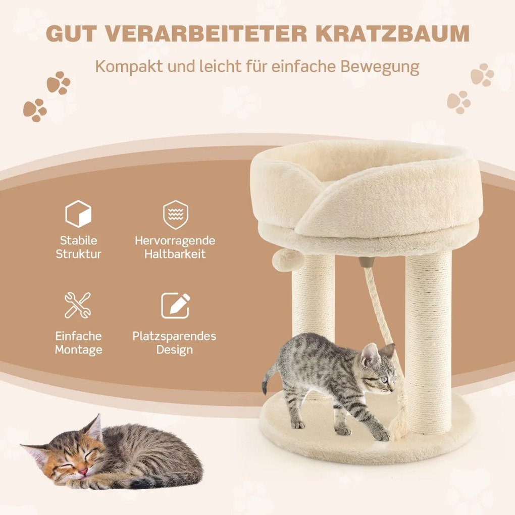 Costway Cat Tree Cat škrabadlo s měkkým sedákem sisalová věž pro kočky, béžový