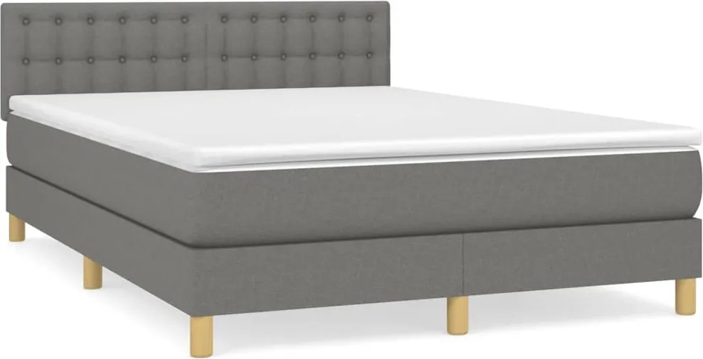 Box spring postel s matrací tmavě šedý 140 x 190 cm textil 3140930