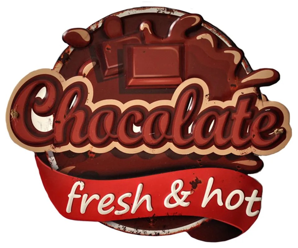 Hnědá kovová nástěnná cedule Chocolate - 45*1*36 cm
