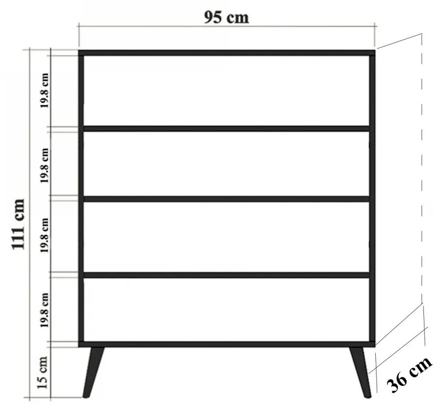 Komoda Kikos 95 cm hnědá