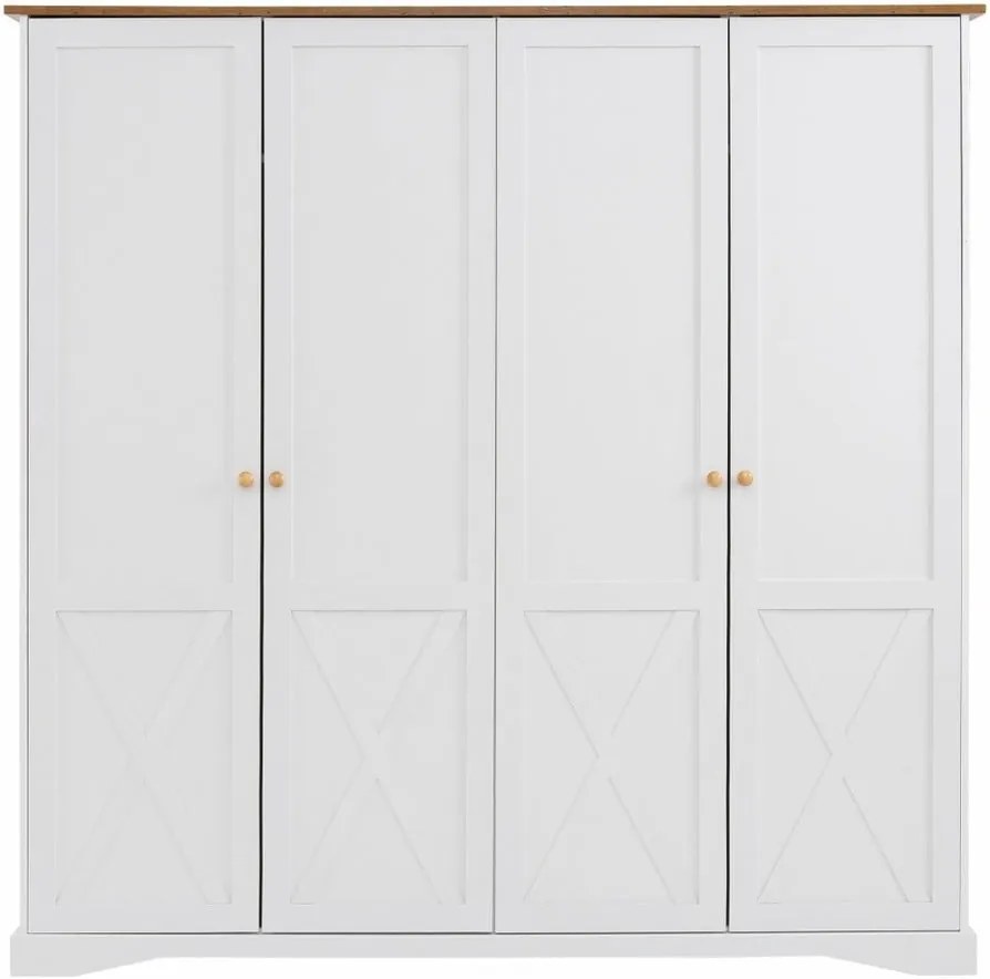 Bílá čtyřdveřová šatní skříň Støraa Aldo