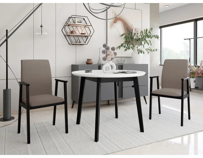 Rozkládací stůl se 2 židlemi - AL25, Barva dřeva: bílá, Potah: Paros 2
