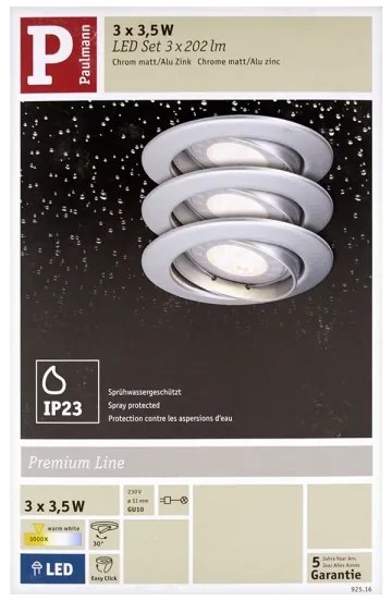 Paulmann 92516 - SADA 3xLED-GU10/3,5W Koupelnové podhledové svítidlo 230V