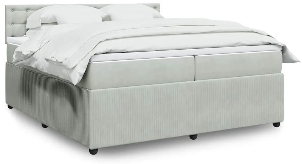 Box spring postel s matrací světle šedá 200x200 cm samet 3287842