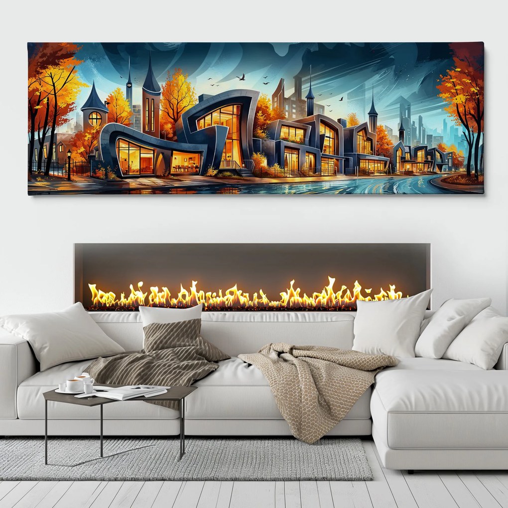 Obraz na plátně - Procházka v novém Hamburku FeelHappy.cz Velikost obrazu (šířka x výška): 300 x 100 cm