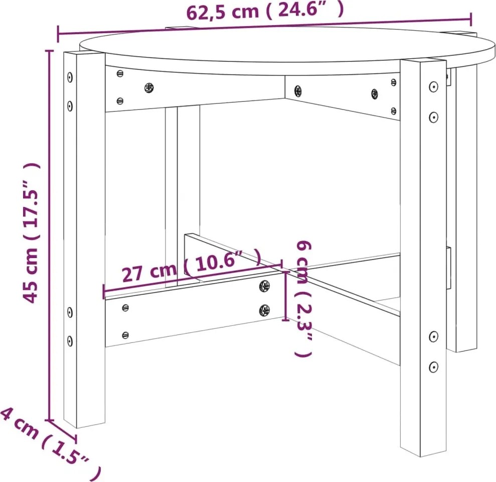 vidaXL Konferenční stolek Ø 62,5 x 45 cm masivní borové dřevo [822303] Barva: Přírodní