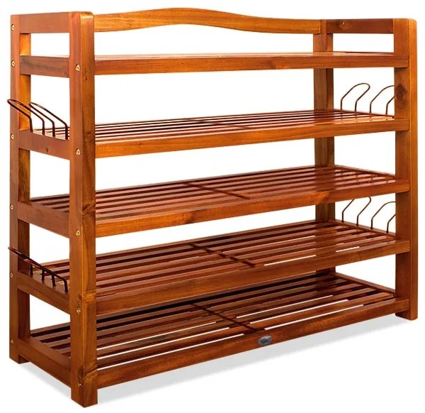 Regál na boty RUSTIC, 5polic, 95x26x82cm, přírodní hnědá Casaria
